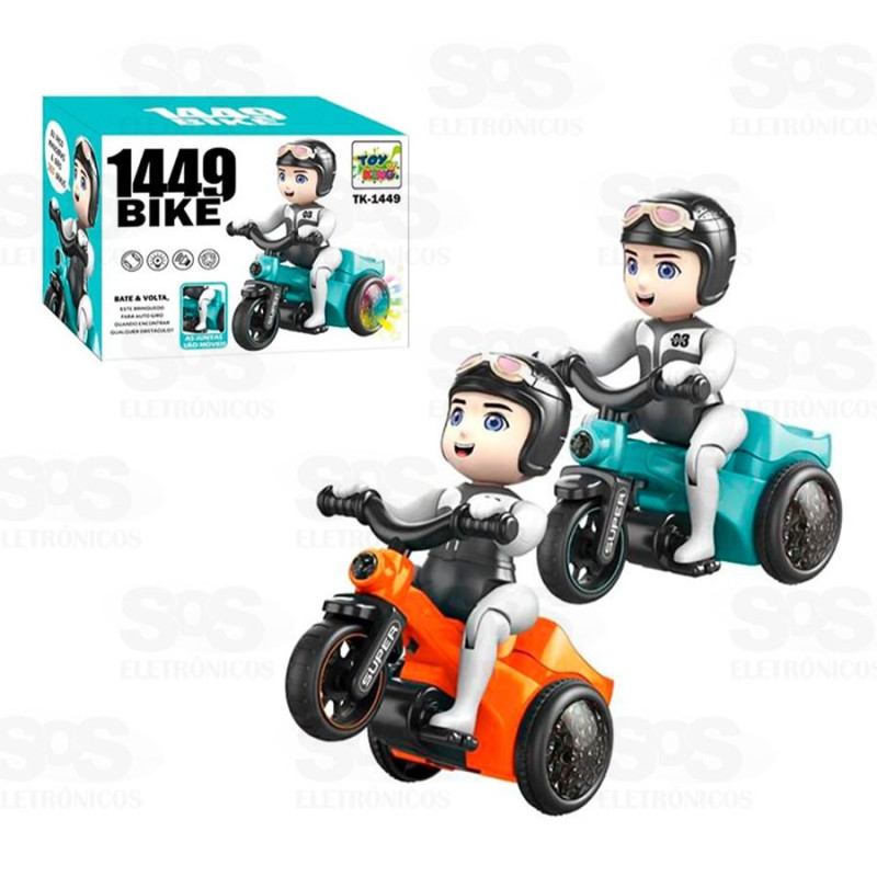 Motociclista Bate e Volta Com Luz e Som Toy King TK-1449