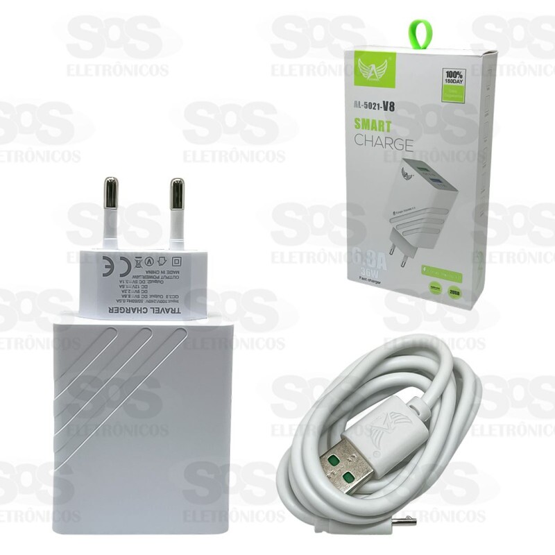 Carregador Rápido Micro USB V8 6.8A 36W AL-5021-V8