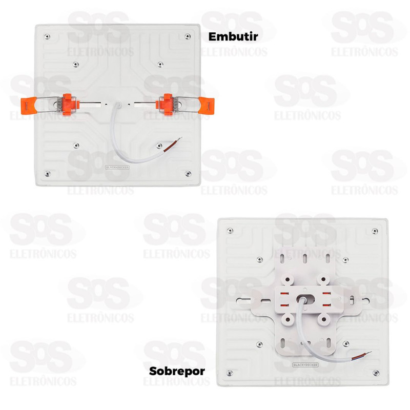 Painel Quadrado LED Branco 24W Sobrepor + Embutir BDPD-2400