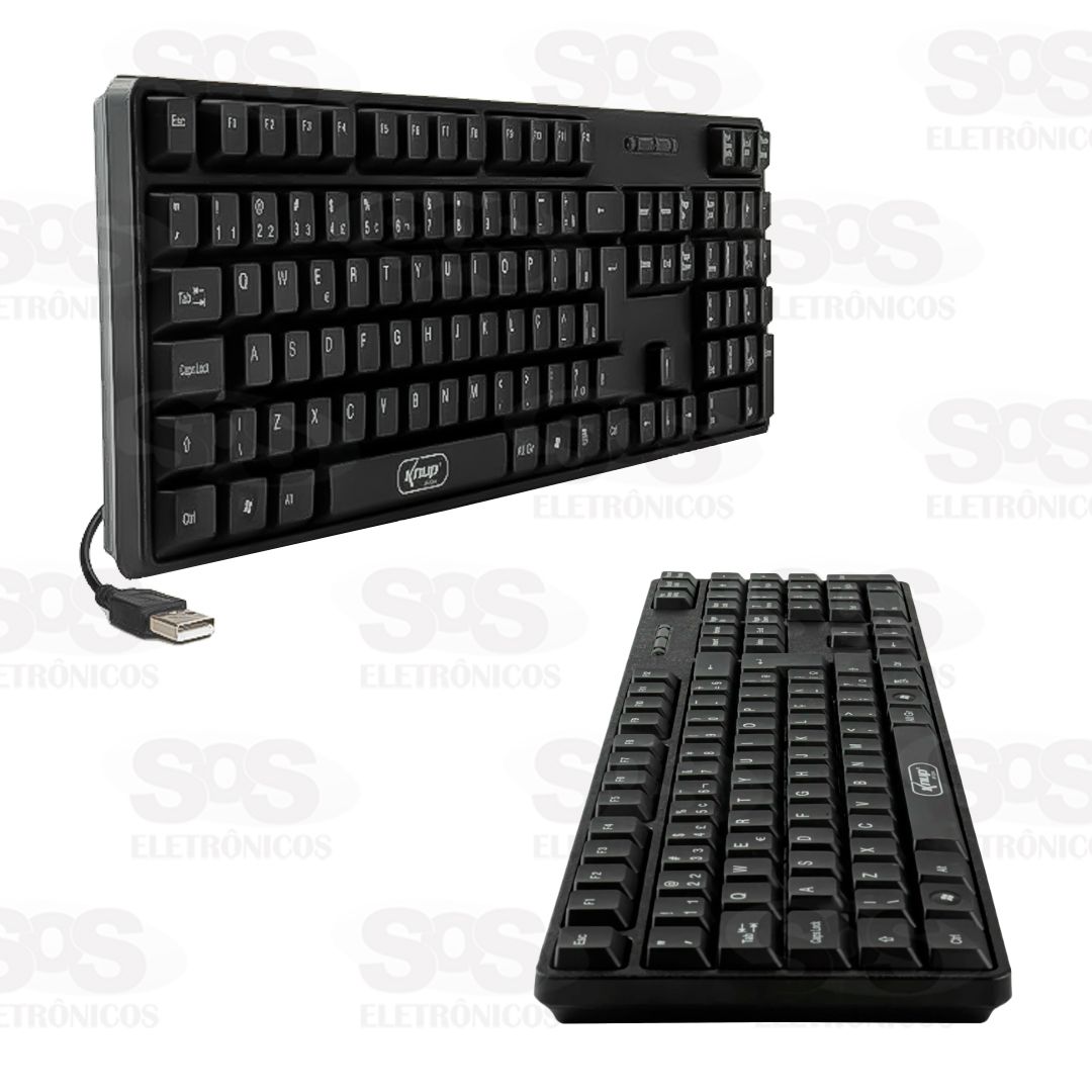 Teclado Padrão Abnt2 Com Fio Usb Silencioso Knup Kp 2044