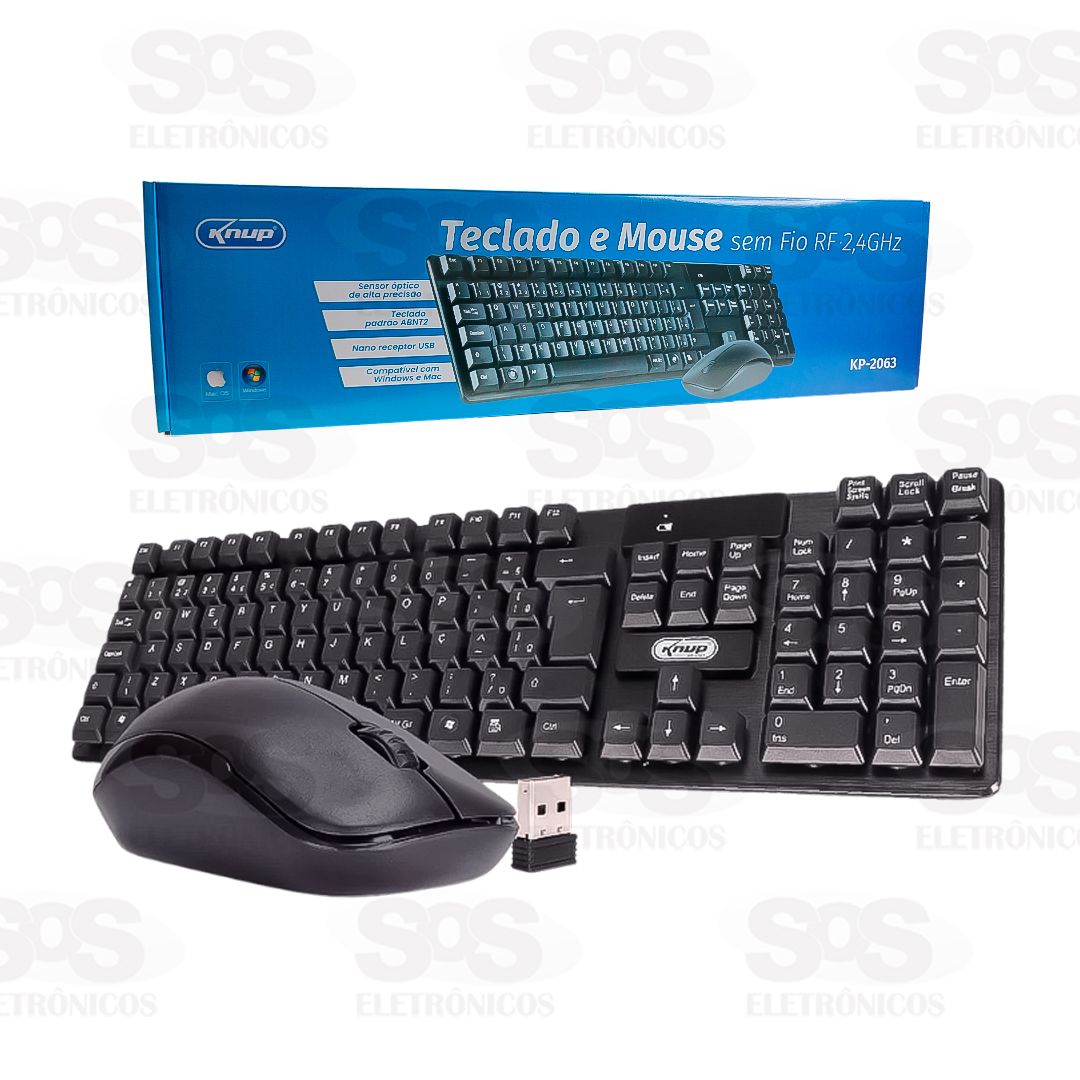 Kit Teclado E Mouse Sem Fio 2 4g Knup Kp 2064